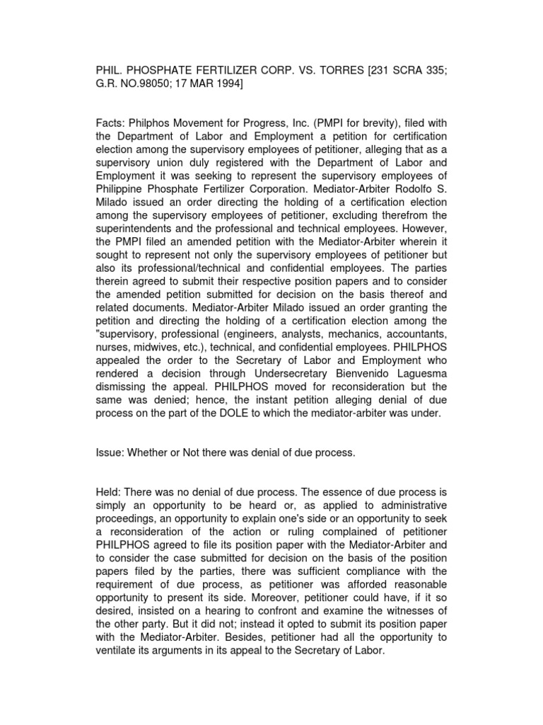Philphos vs. Torres: Due Process Ruling | PDF | Due Process Clause ...