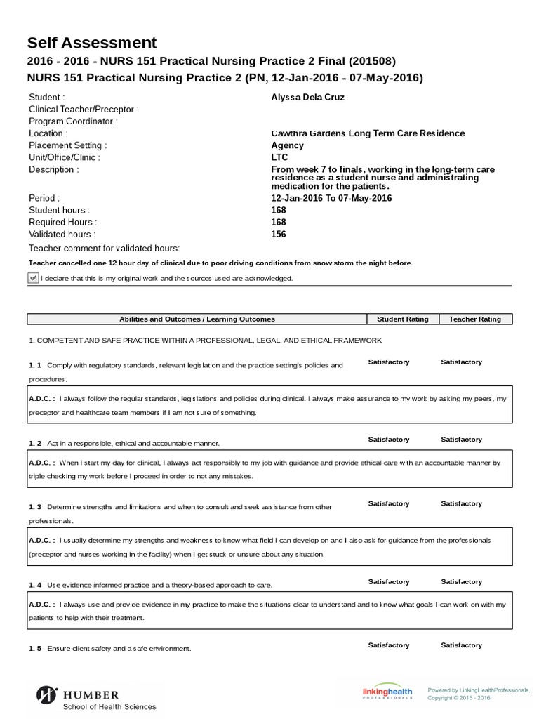 Dv29g6-Selfassessmentprint Nur 151 K4y-Signed | PDF | Nursing | Patient