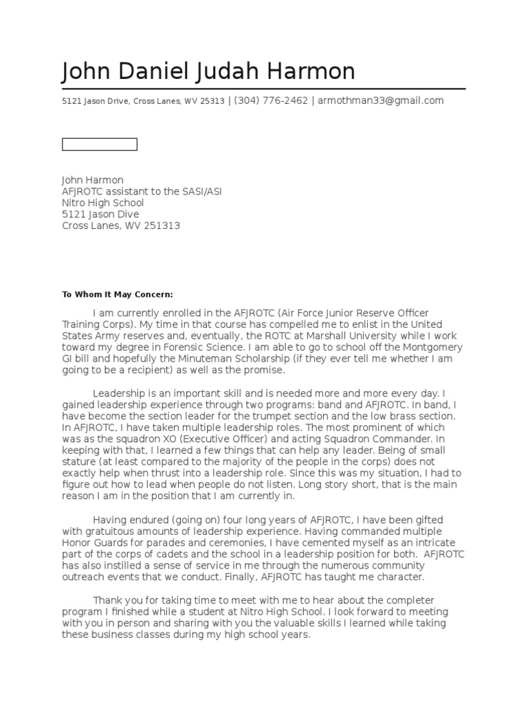 Completer Portfolio Letter of Intro | PDF | Military Of The United ...