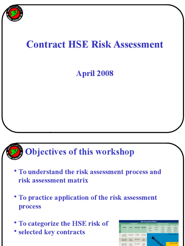 Example Contract HSE Risk Assessment | Risk Assessment | Risk
