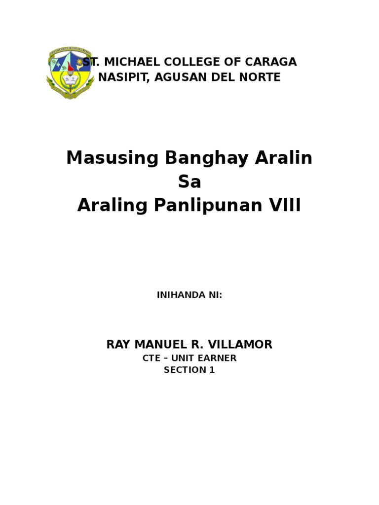 Masusing Banghay Aralin Sa Araling Panlipunan VIII: St. Michael College of Caraga Nasipit ...