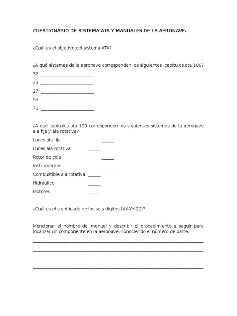 20 Sistema Ata y Manuales de La Aeronave | PDF