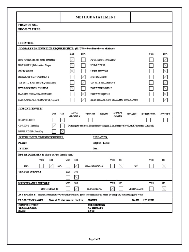 Method Statement: Project No.: Project Title | PDF | Corrosion | Concrete