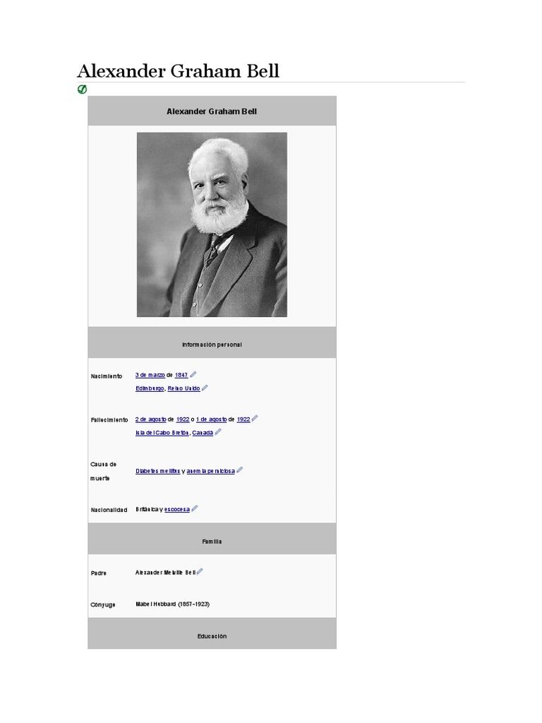 Biografía de Alexander Graham Bell | PDF | Teléfono | Science