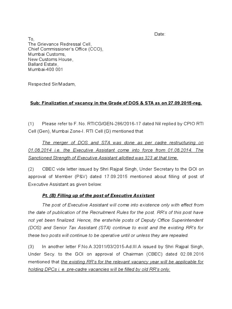 Grievance For DPC | PDF | Government | Social Institutions