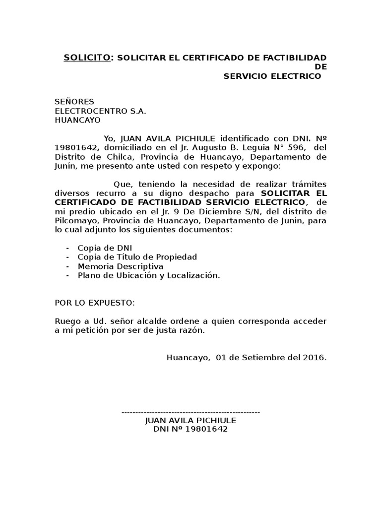 Solicitud Electro | PDF