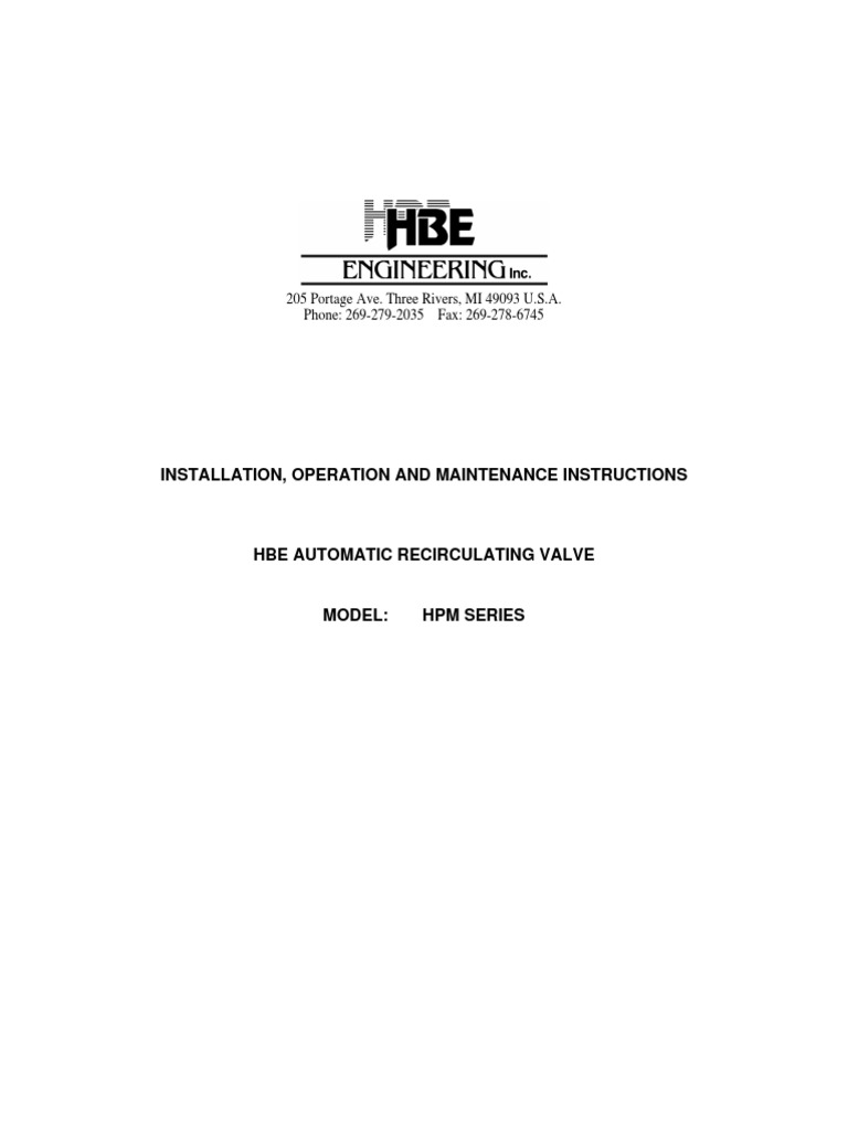 HPM Manual | PDF | Valve | Pump