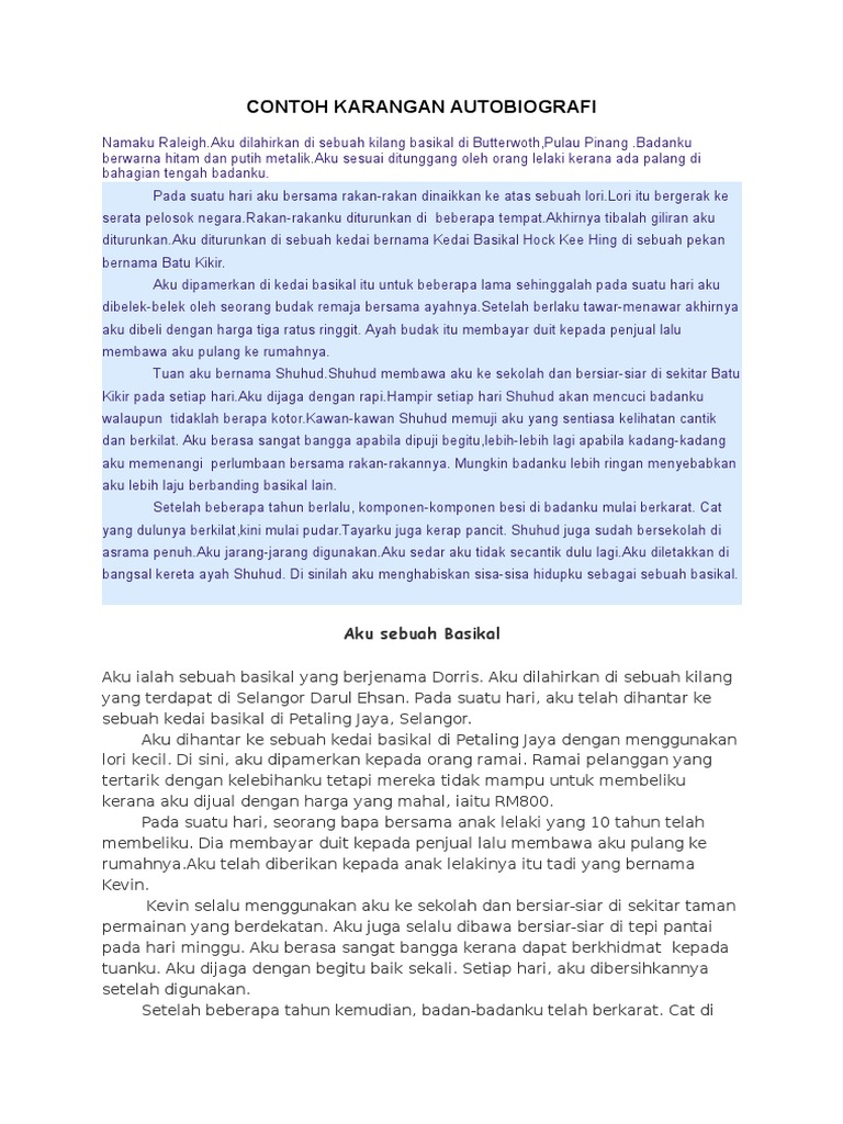Contoh Karangan Autobiografi Pdf