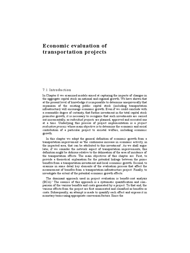Economic Evaluation of Transportation Projects | PDF