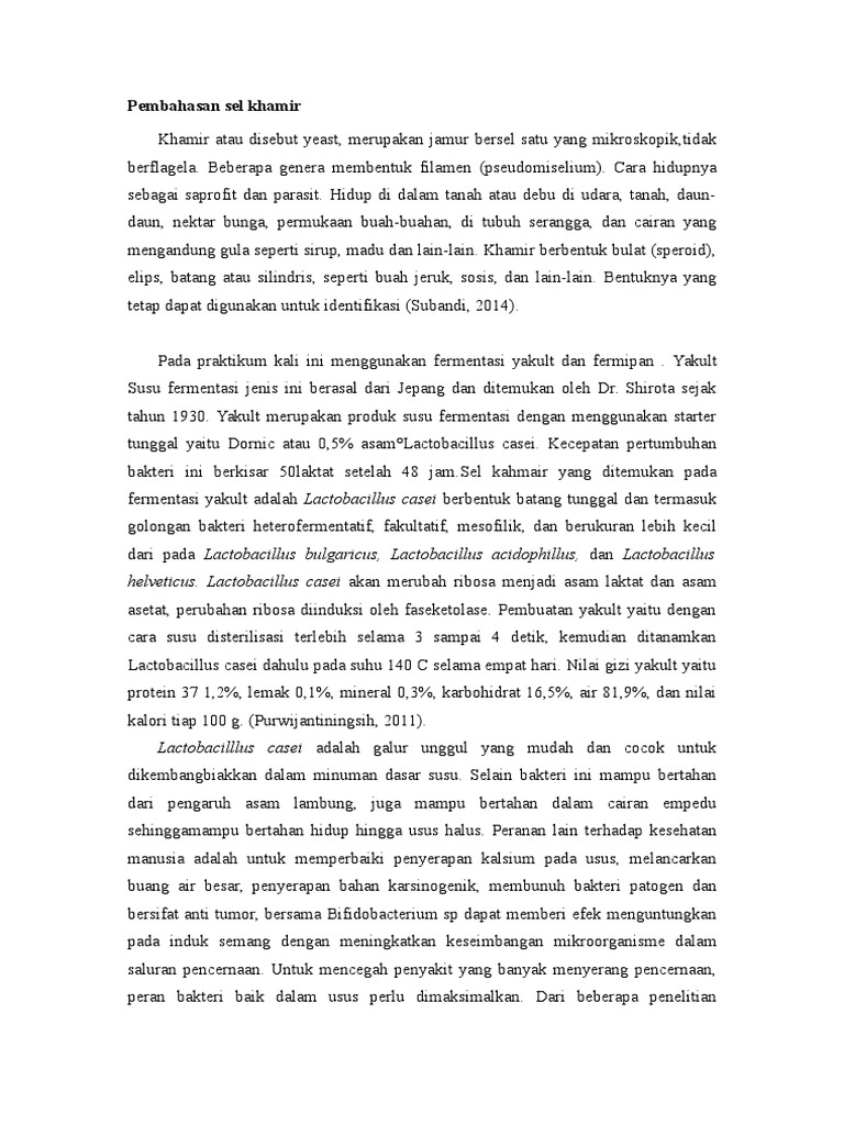 Pembahasan Sel Khamir | PDF
