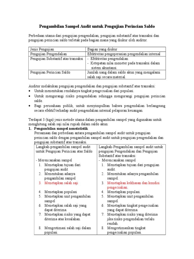 Materi Sampling Audit Pada Uji Saldo | PDF