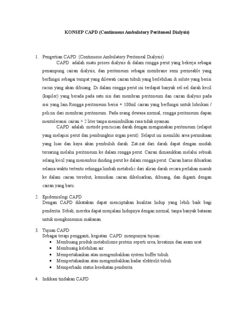 "Panduan Lengkap CAPD: Proses & Manfaat" | PDF