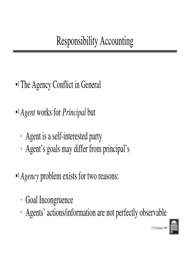 Responsibility Accounting: The Agency Conflict in General | PDF ...