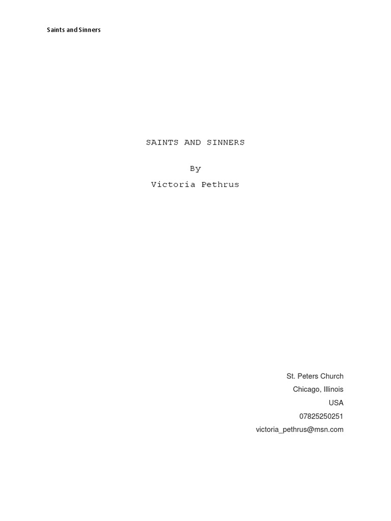Script - Saints and Sinners | PDF | Confession (Religion) | Sin