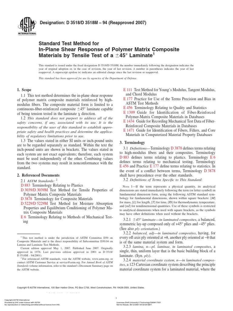 Astm D3518-94 | Download Free PDF | Deformation (Engineering) | Stress ...