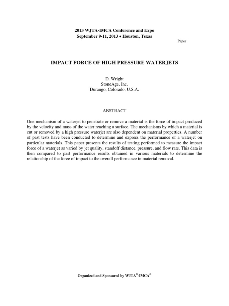 High Pressure Water Jet Reaction Force | PDF | Jet Engine | Mechanics