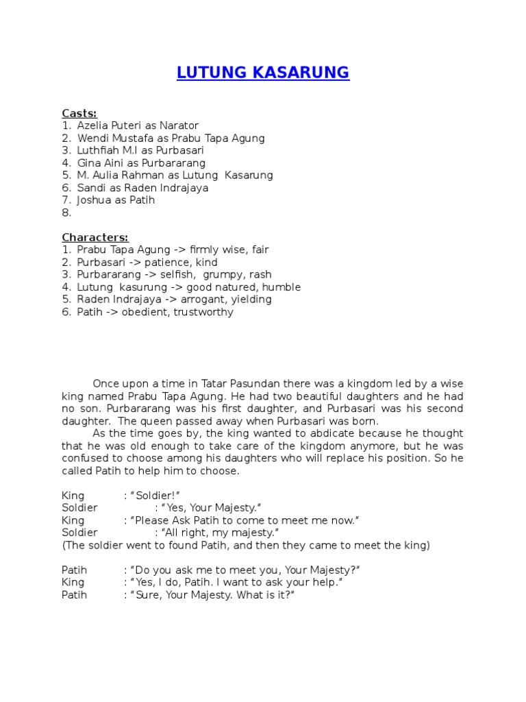 Lutung Kasarung Script Drama | PDF
