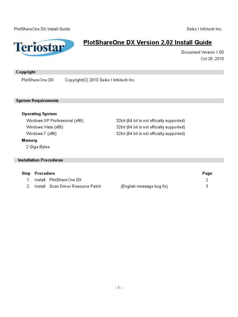 PlotShareOneDX v2.02 Install Guide v100 | PDF | Microsoft Windows | Microsoft Software