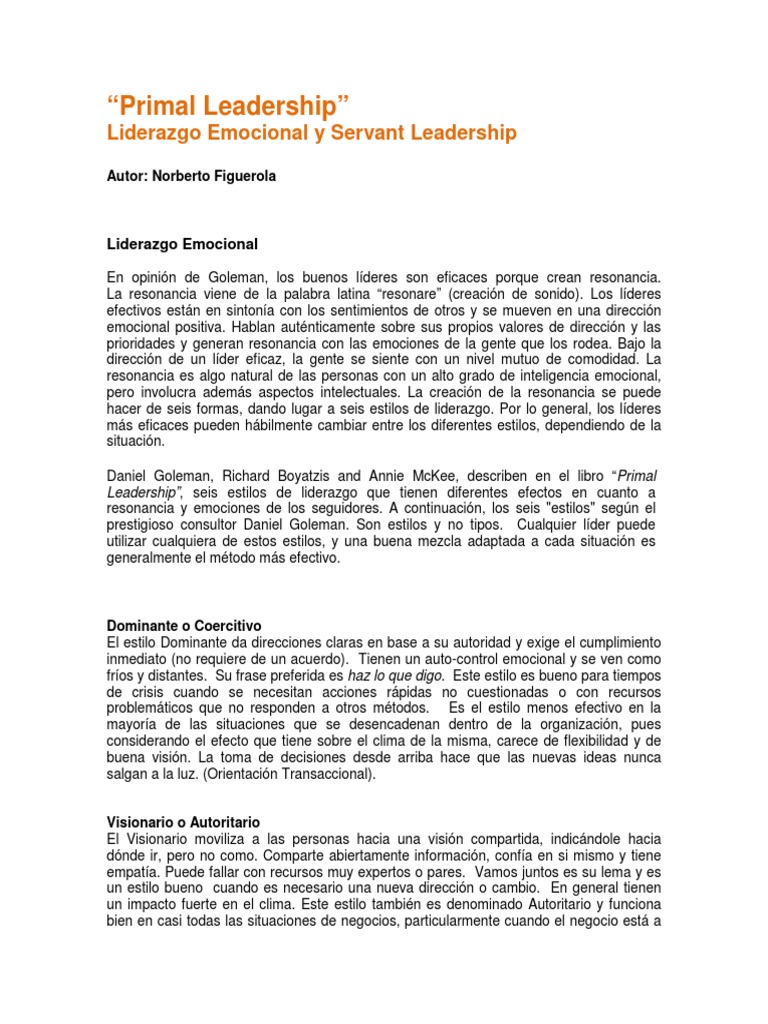 Primal Leadership | PDF | Inteligencia emocional | Liderazgo