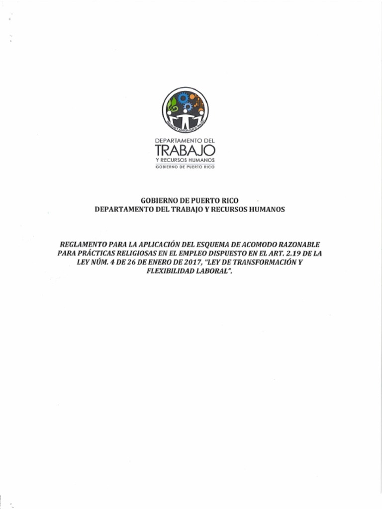 Reglamento Acomodo Razonable Practicas Religiosas (Borrador Depto ...