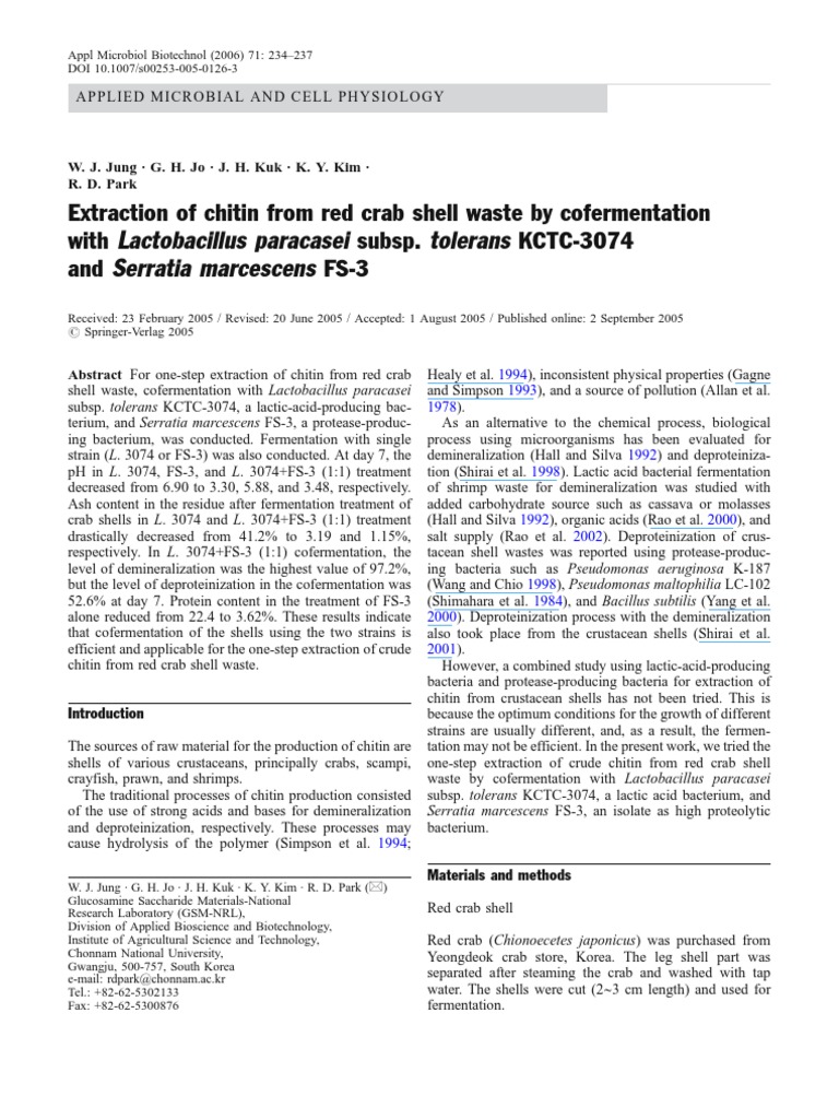 Cofermentation extracts chitin from crab shells | PDF | Fermentation ...