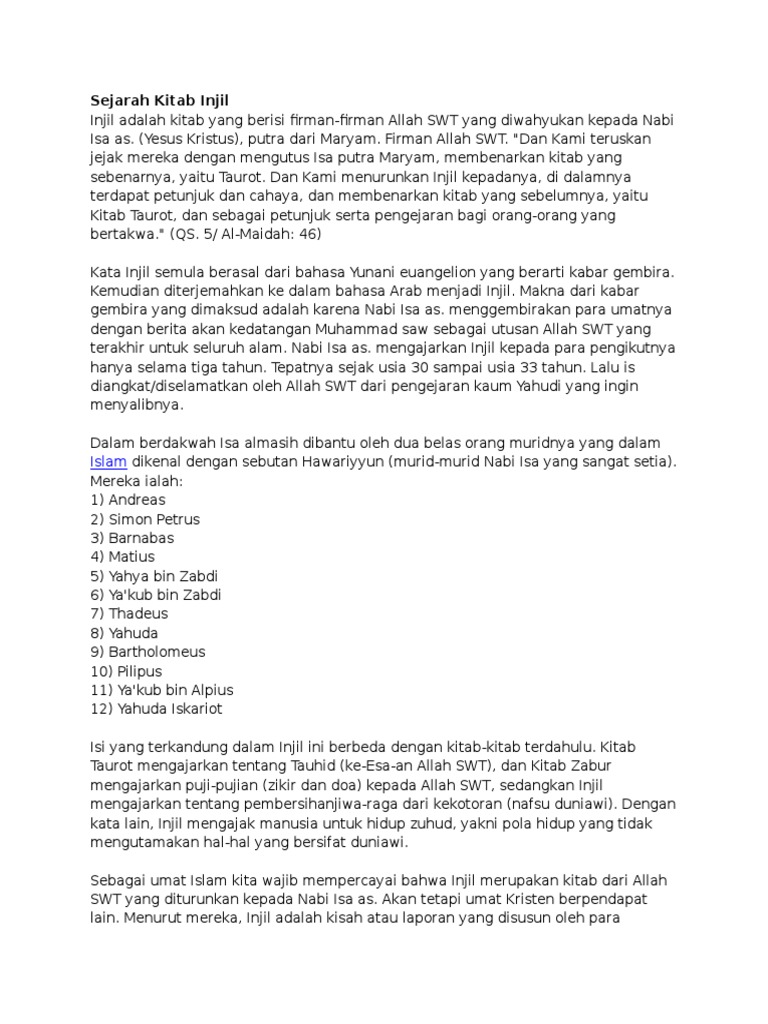 Sejarah Kitab Injil | PDF | Agama & Spiritualitas