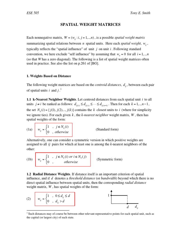 Spatial Weight Matrices Explained | PDF | Exponentiation | Exponential Function