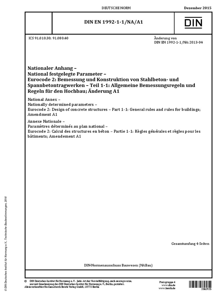 Din EN 1992-1-1 NA-A1 | PDF