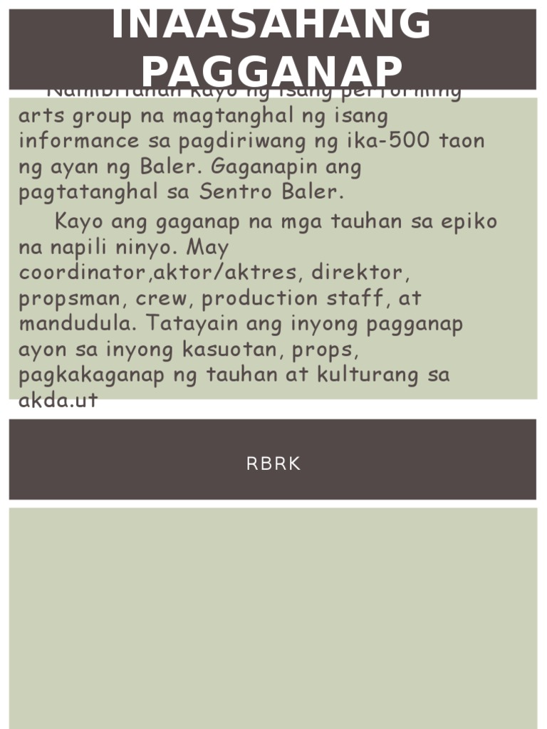 Inaasahang Pagganap | PDF