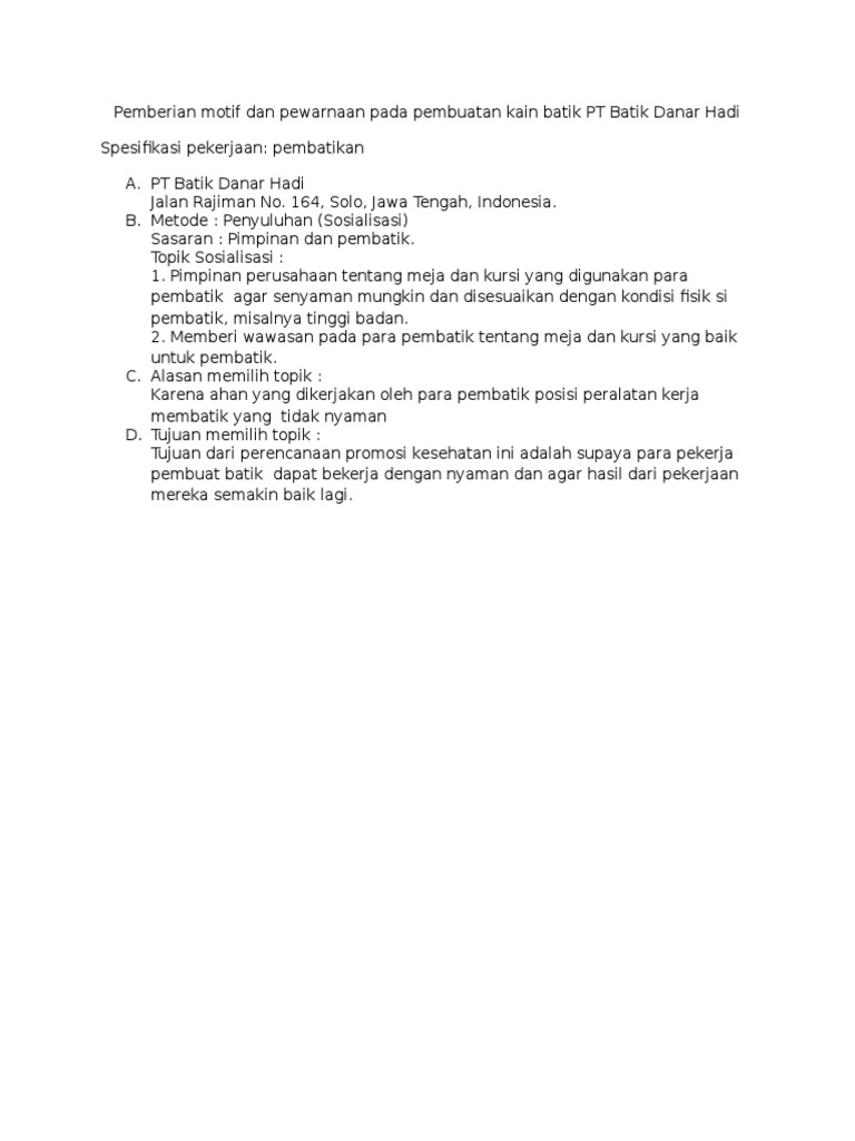 Optimalisasi Ergonomi Pembatik Batik | PDF | Karier & Perkembangan