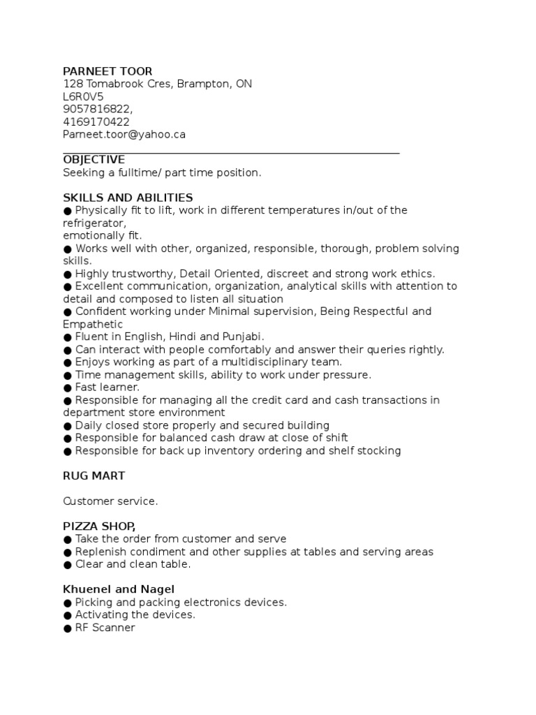 Parneet 1 Resume 2 | PDF