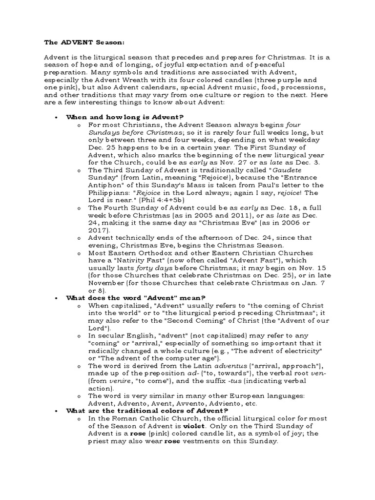 The ADVENT Season (Document) | PDF | Advent | Liturgical Year