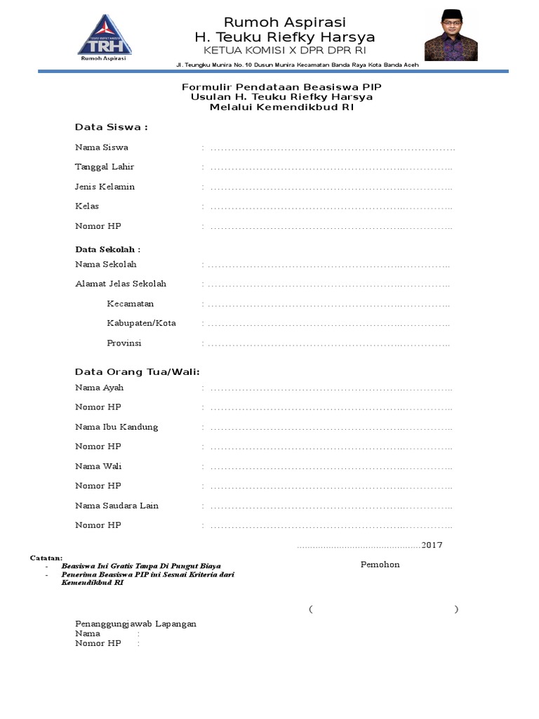 Formulir Asli PIP 2017 Oke | PDF