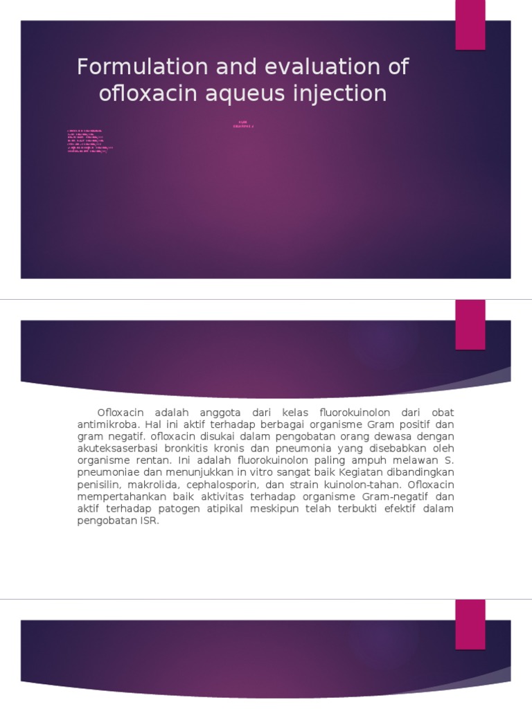 Formulation and Evaluation of Ofloxacin Aqueus Injection | PDF