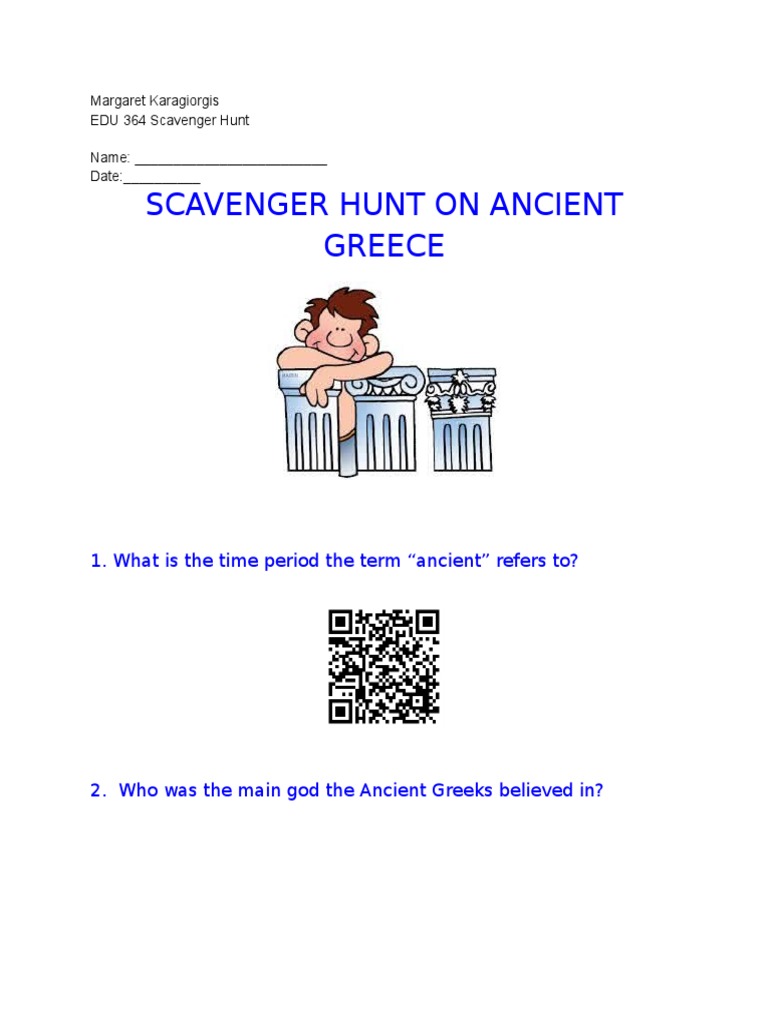 Ancient Greece Scavenger Hunt Guide | PDF