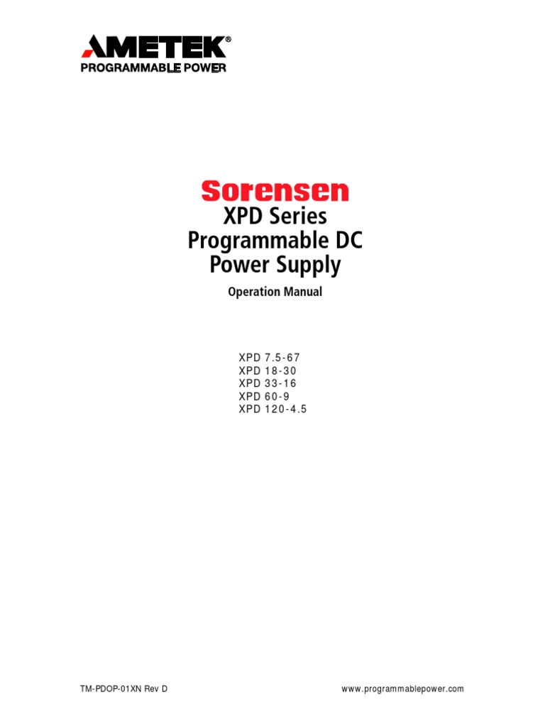 XPD Operation Manual TM-PDOP-01XN | PDF | Power Supply | Electrical Connector