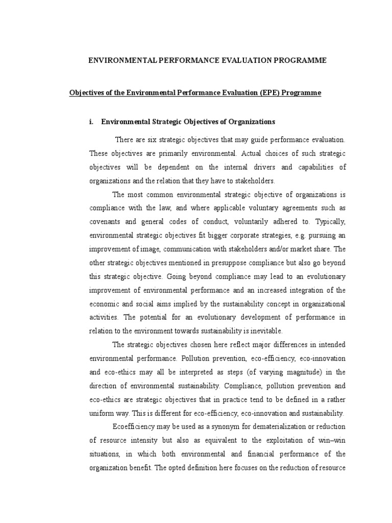 Environmental Performance Evaluation Programme | PDF | Sustainability ...
