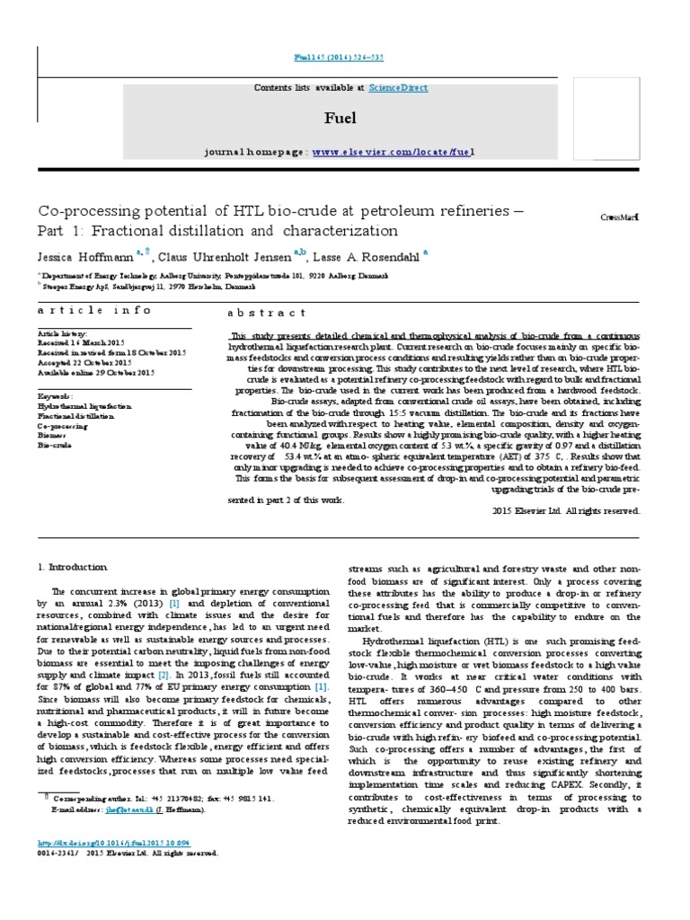 Co-Processing HTL Bio-Crude in Refineries | PDF | Distillation | Oil ...