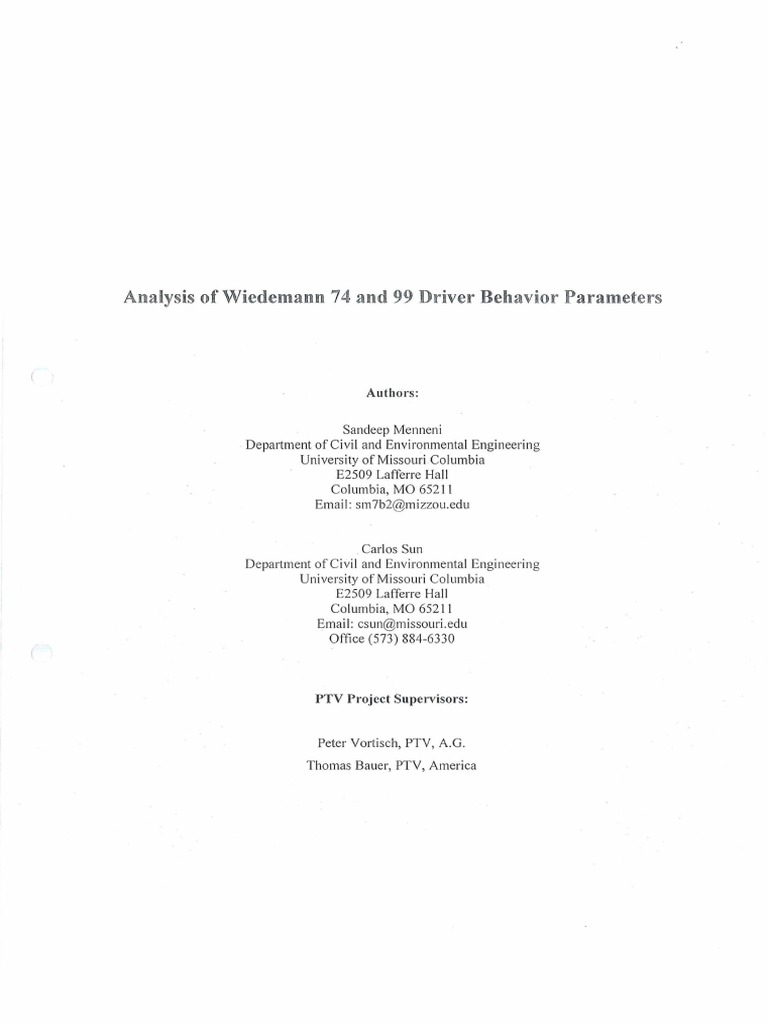 Analysis of Wiedemann 74 and 99 Driving Behavior Parameters READ | PDF ...