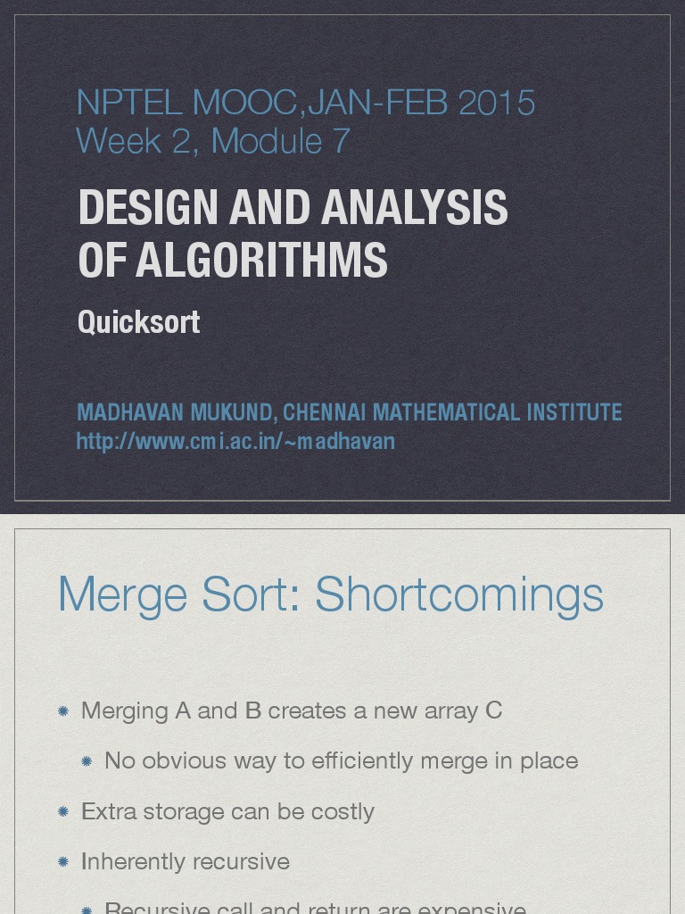 Quicksort Algorithm Design and Analysis | PDF | Combinatorics | Discrete Mathematics