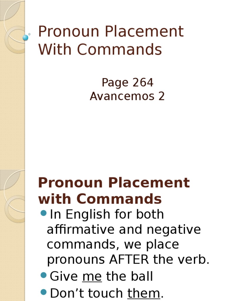 P264pronoun Placement With Commands | PDF