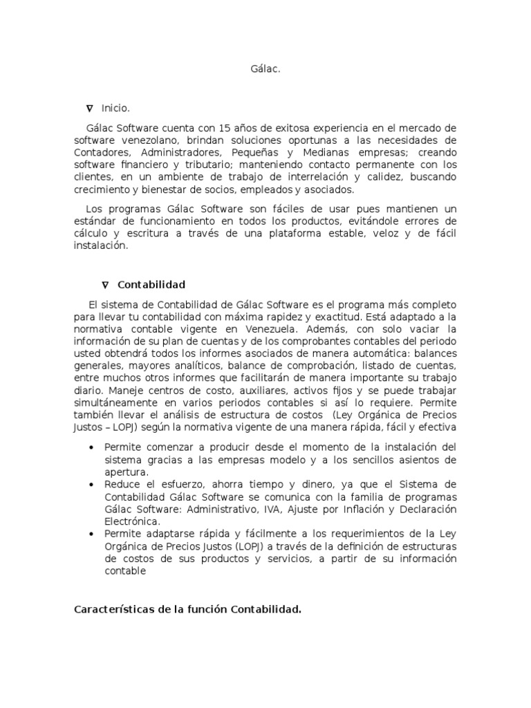 Gálac Software. | PDF | Contabilidad | Software