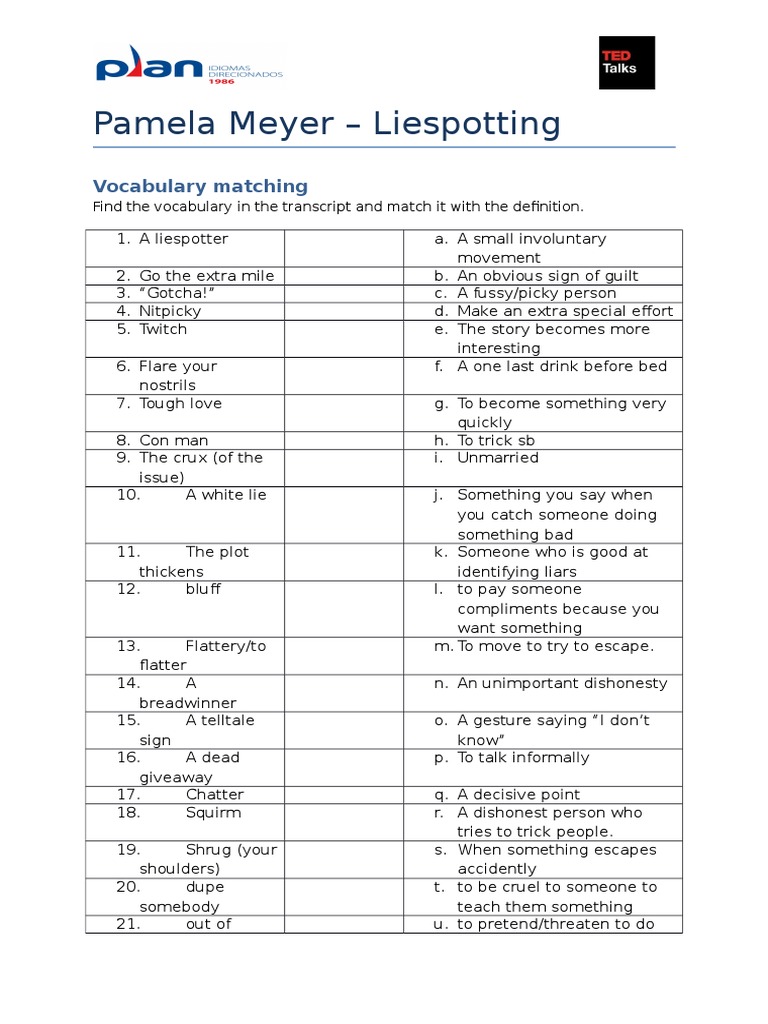 Pamela-Meyer-Worksheet HOW To SPOT A LIAR | PDF