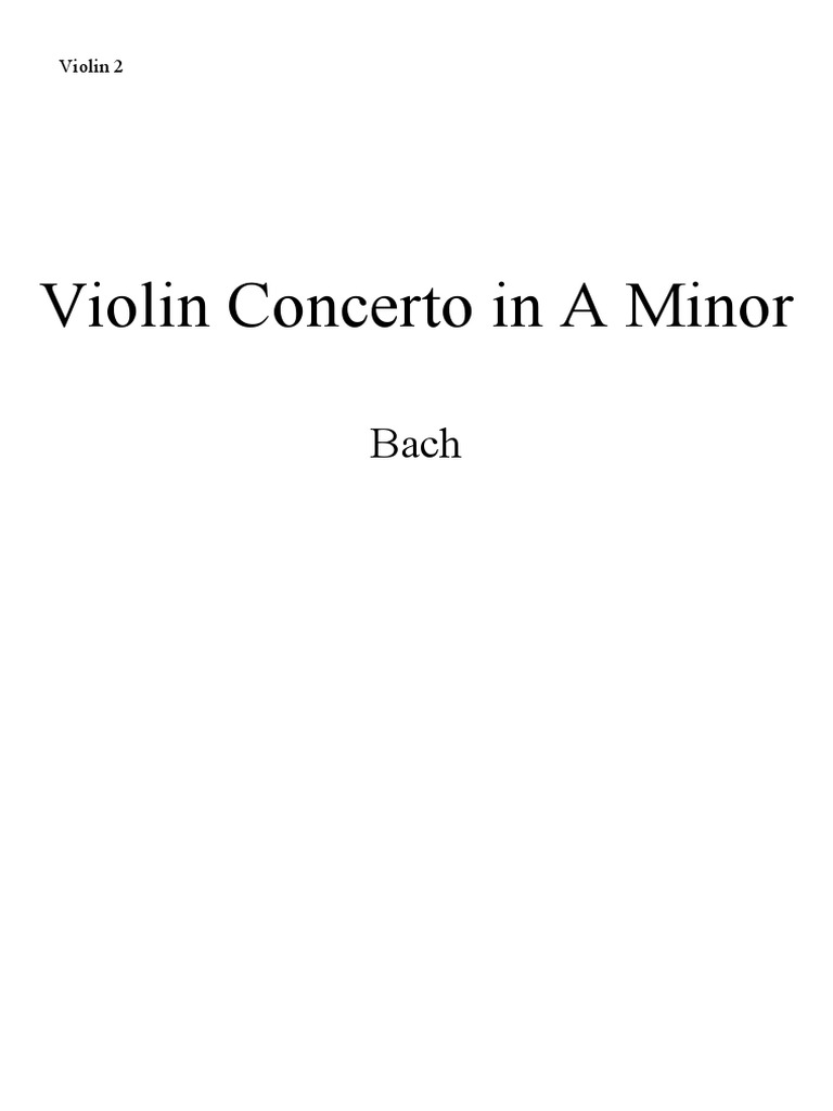 Bach Concerto in A Minor Violin 2 | PDF | Concerto | Johann Sebastian Bach