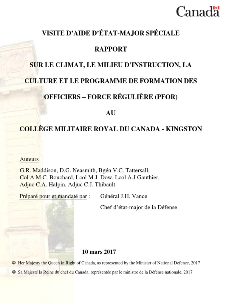 Rapport Collège Militaire Royal Du Canada | PDF | Canada | Direction