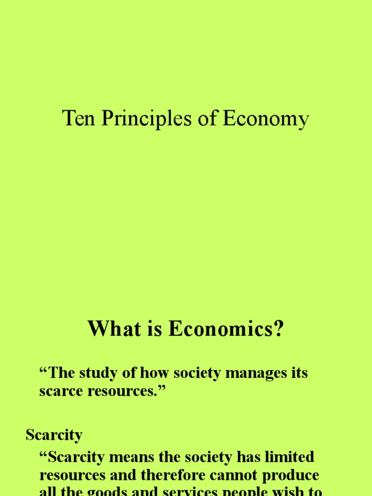 Ten Principles of Economics: A Summary of Fundamental Economic Concepts ...