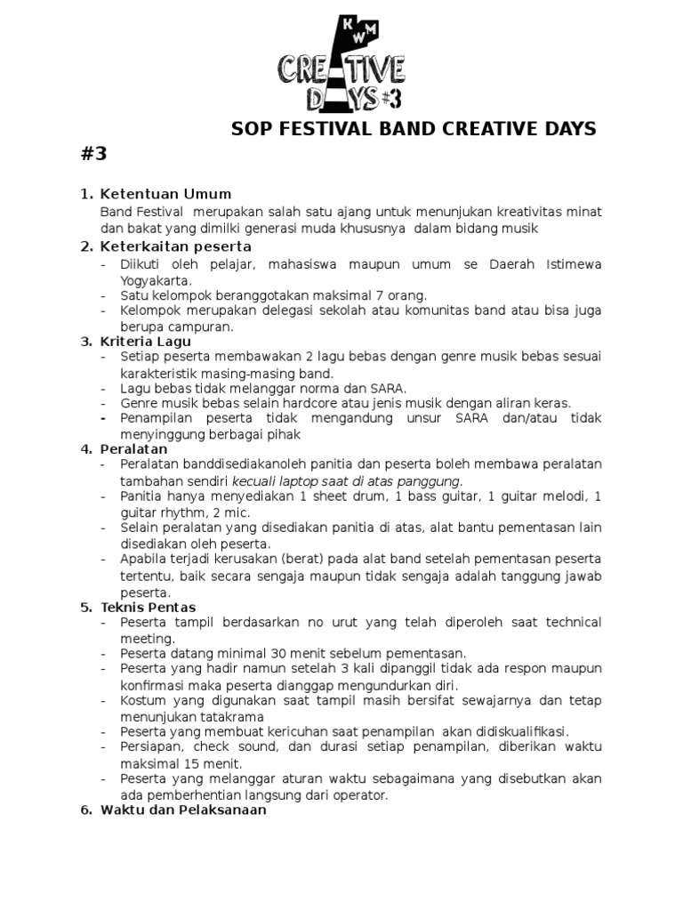 Sop Band Dan Form Untuk Unduh | PDF