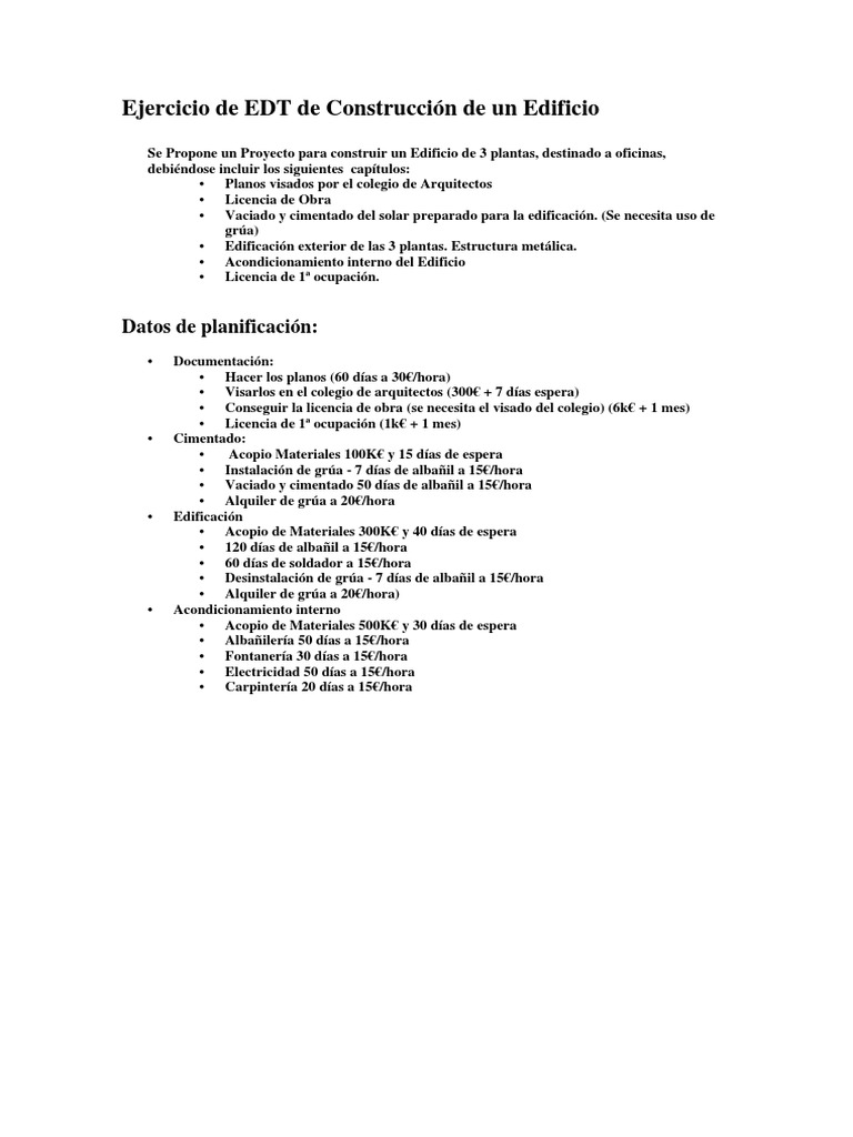 Ejercicio de EDT de Construcción de Un Edificio | PDF