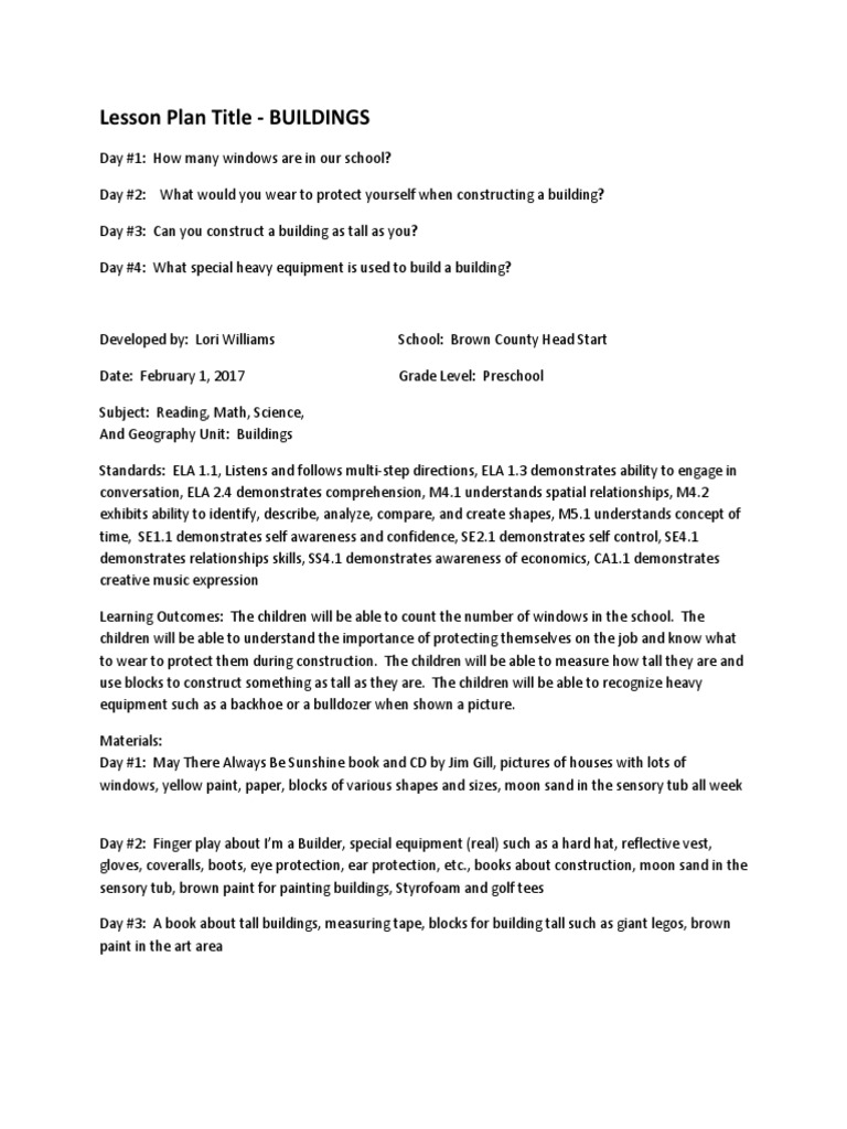 Lesson Plan Title Week 3 | PDF | Cognition | Psychological Concepts