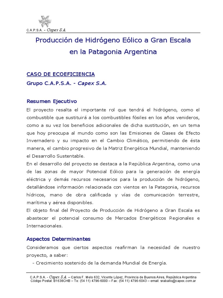Capsa. Capex - Hidrogeno Modific | PDF | Energía renovable | Energía eólica